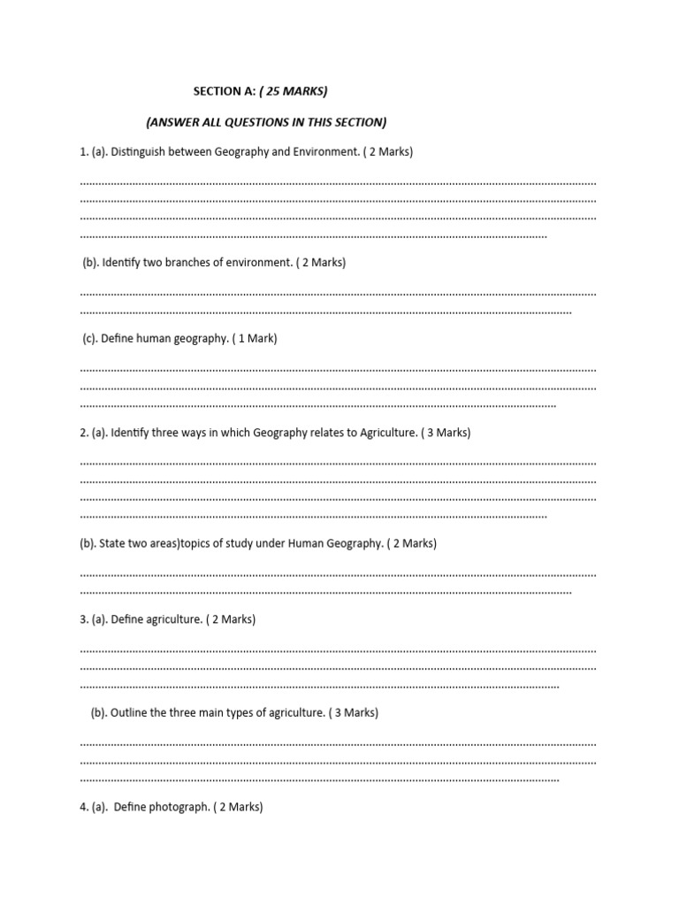 Form 3 Geography Exam Questions | PDF | Forests | Plantation