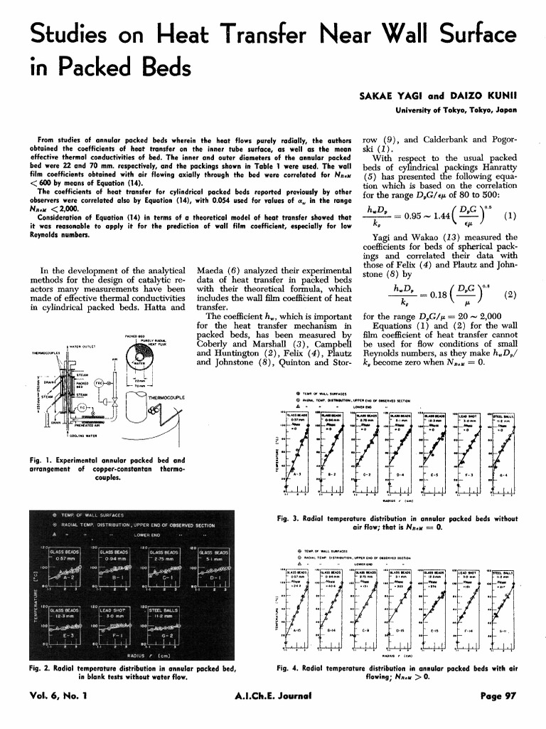 1960 Studies On Heat Transfer Near Wall Surface in Packed Beds | PDF ...
