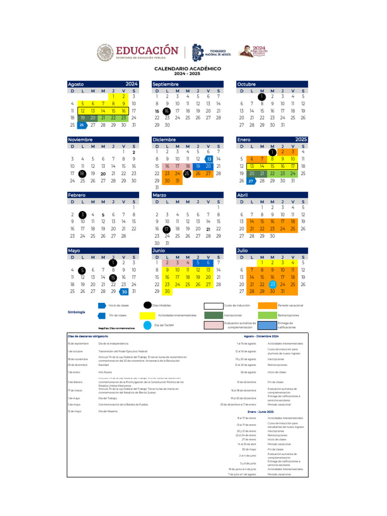Calendario Academico TecNM 2024 2025 | PDF