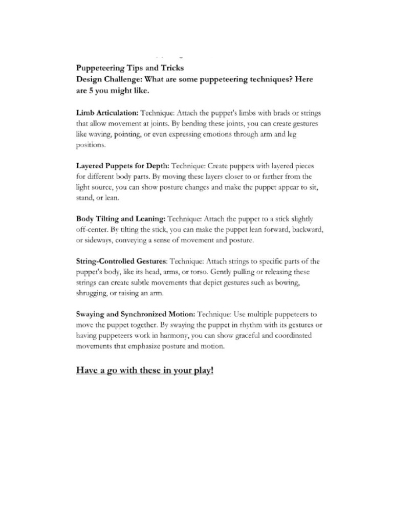 How To Move Your Shadow Puppet | PDF