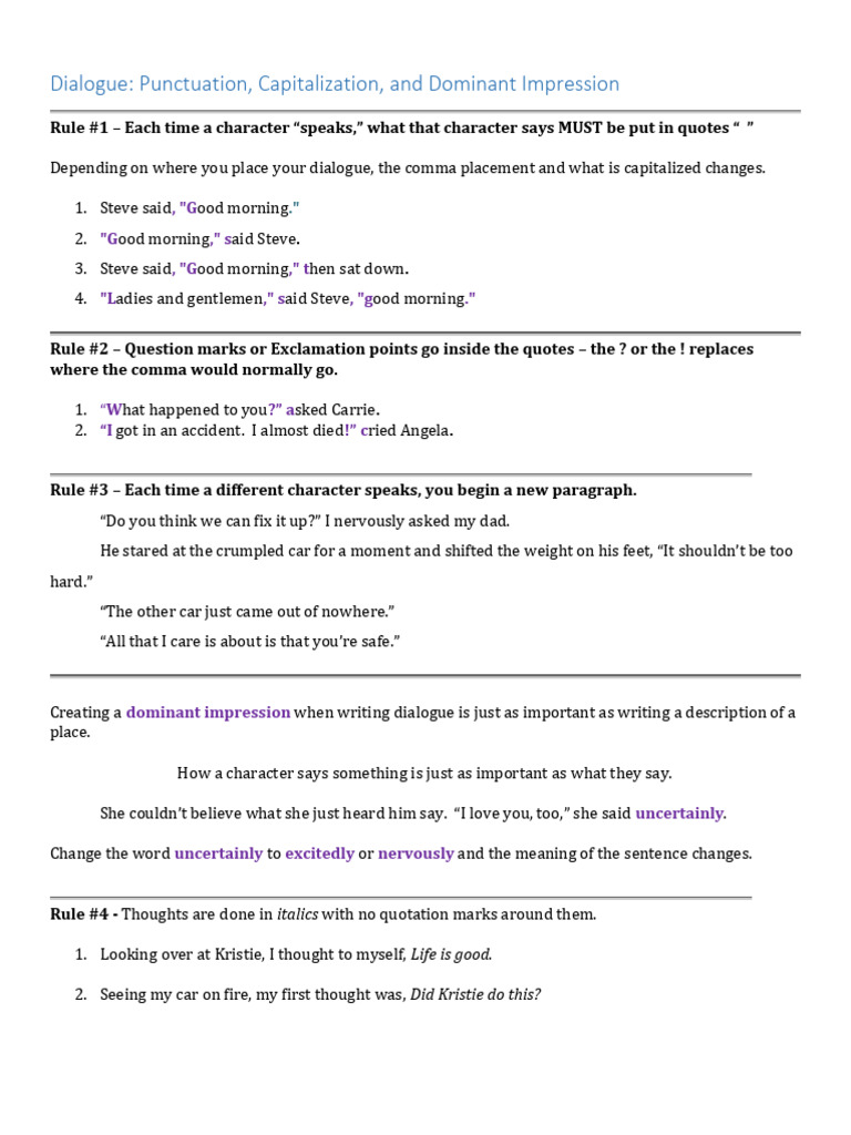 Kami Export - Dialogue Handout and Exercise | PDF | Typography | Grammar