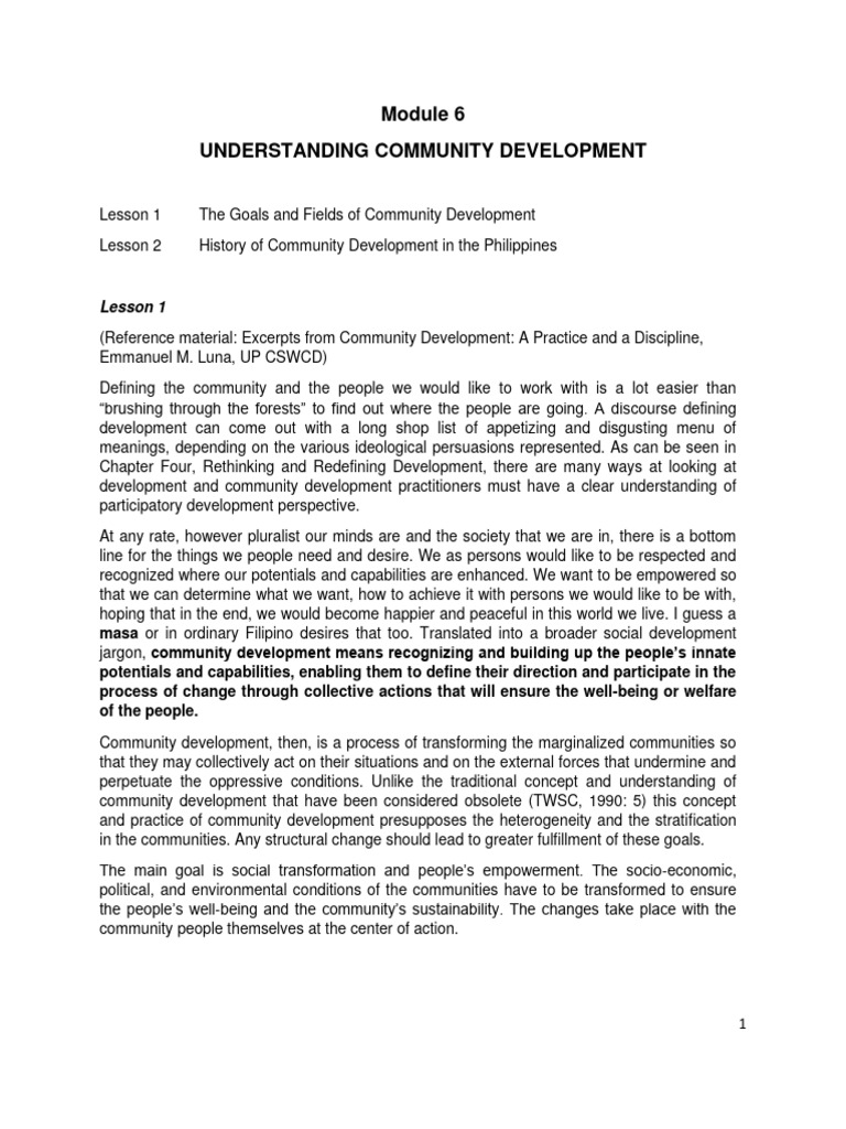 ICSD Module 6 Understanding Community Development | PDF | Non Governmental Organization | Risk