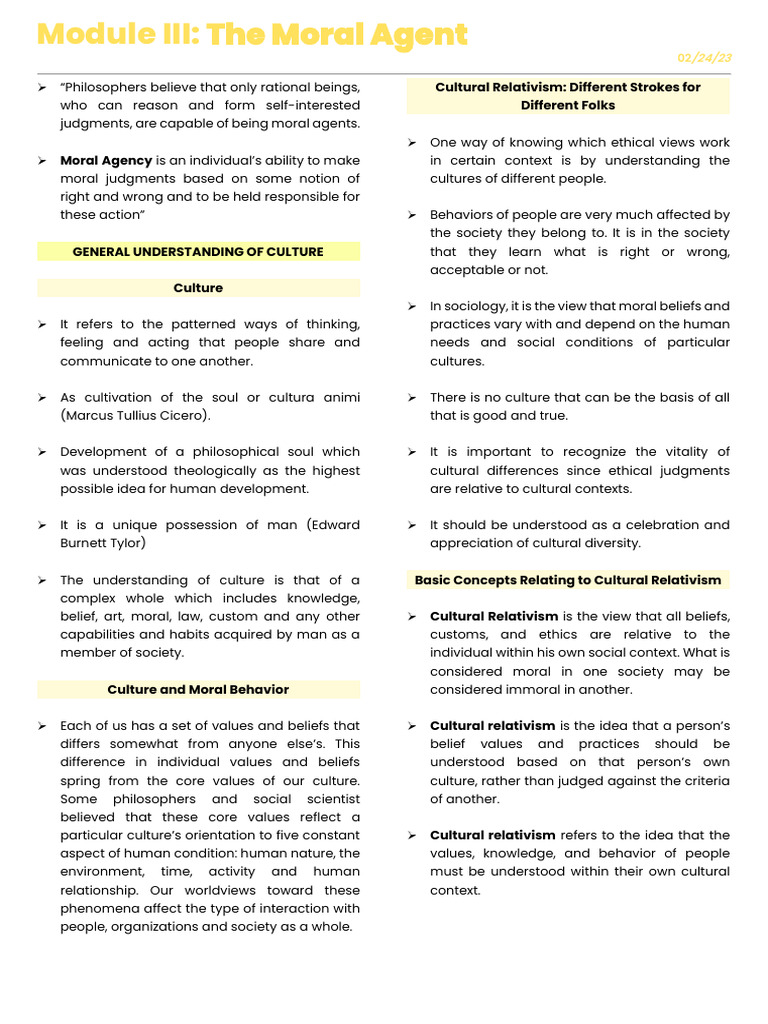 Module III - The Moral Agent | PDF | Morality | Relativism