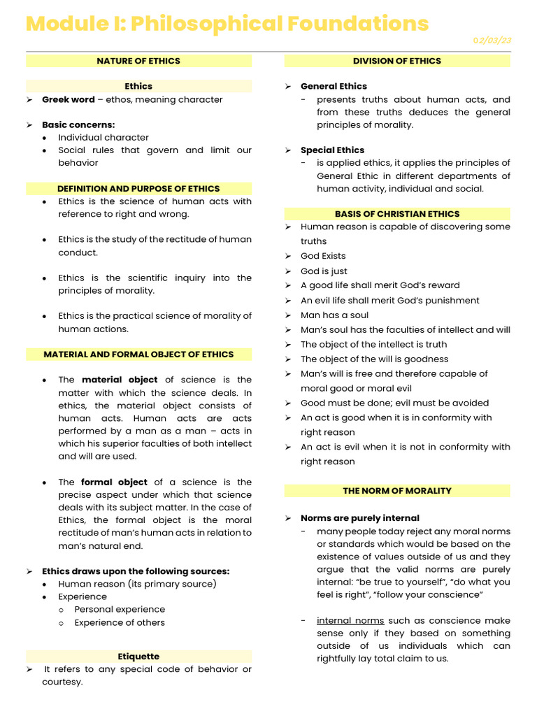 Module I - Philosophical Foundations | PDF | Morality | Truth