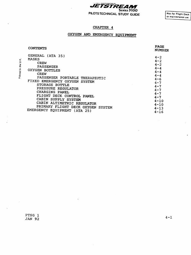 Cap. 4 JS3100 - Oxigeno y Eq Emergencia | PDF | Aerospace | Aircraft