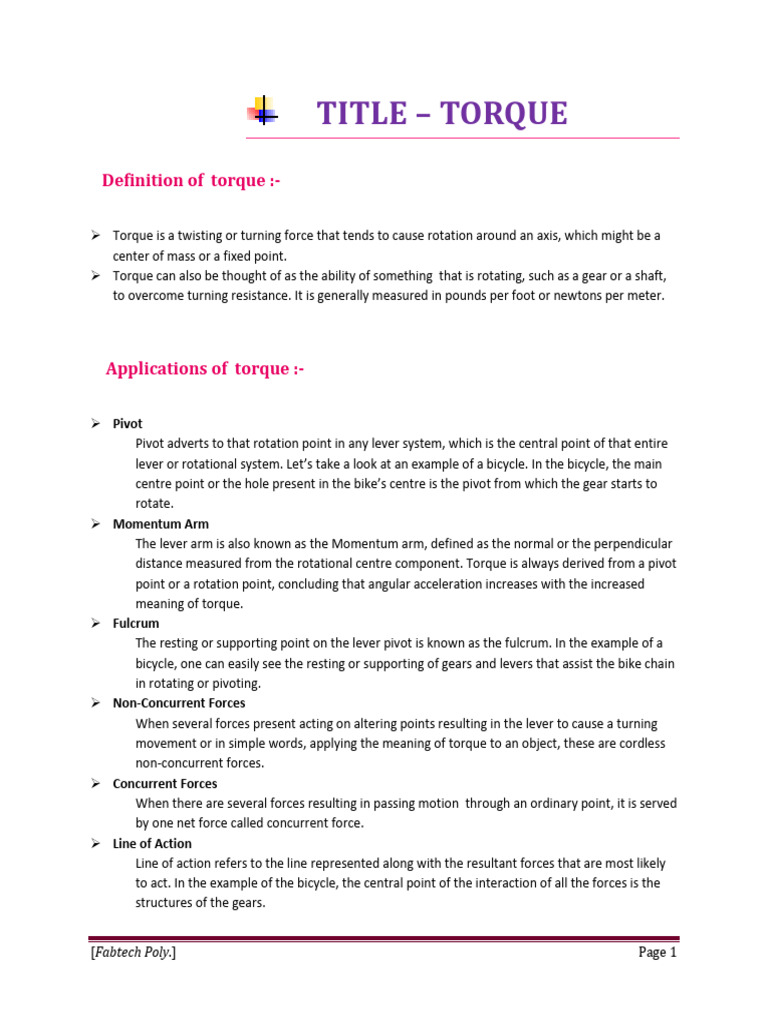 Mechanical Engineering Materials (Group 4) Microproject | PDF | Lever | Torque