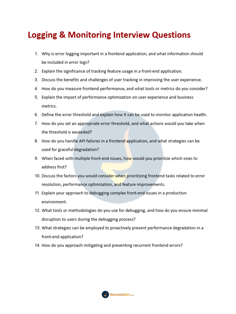 12.04. Logging Monitoring Interview Questions | PDF | Computers