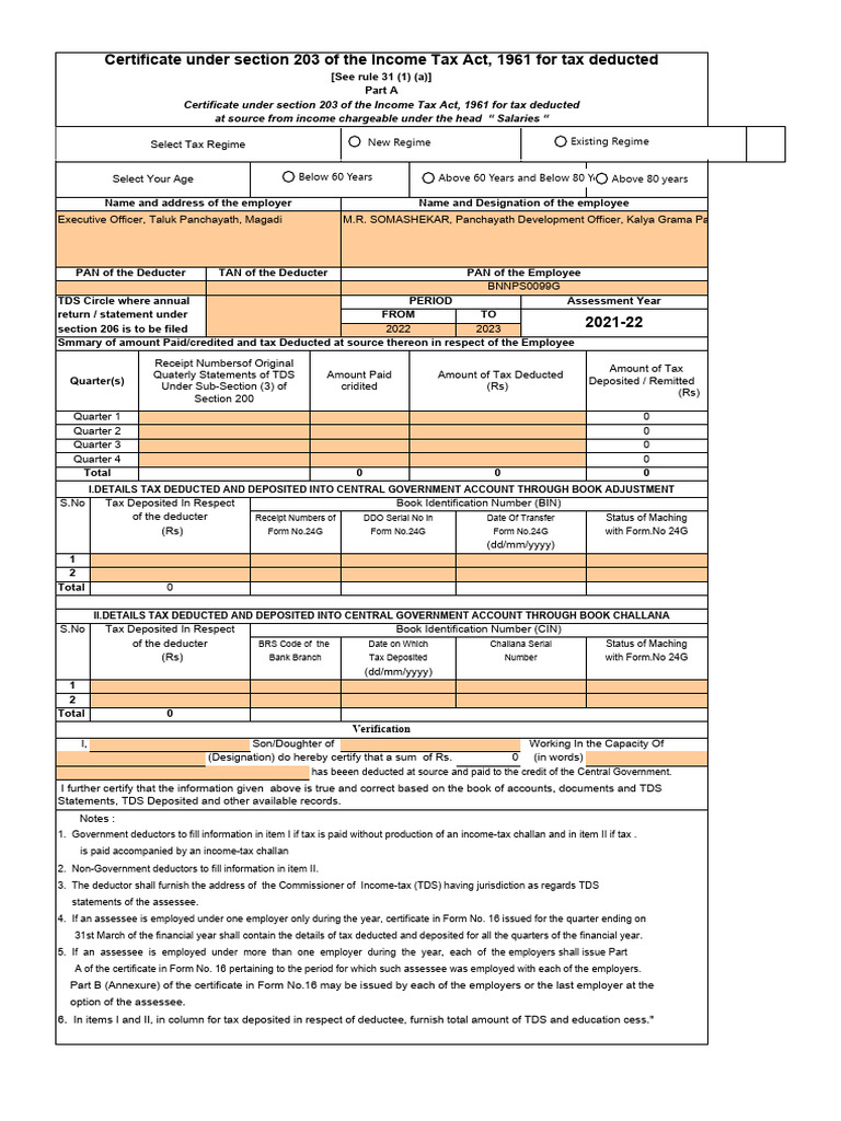 Form 16 Excel Format FY 2024-25 Download | PDF | Employee Benefits ...