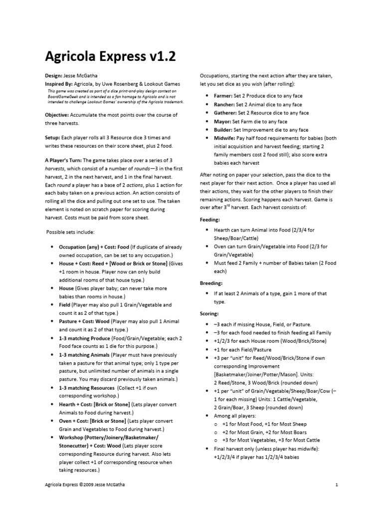 AgricolaExpress_v1_2 | PDF | Agriculture | Food Industry