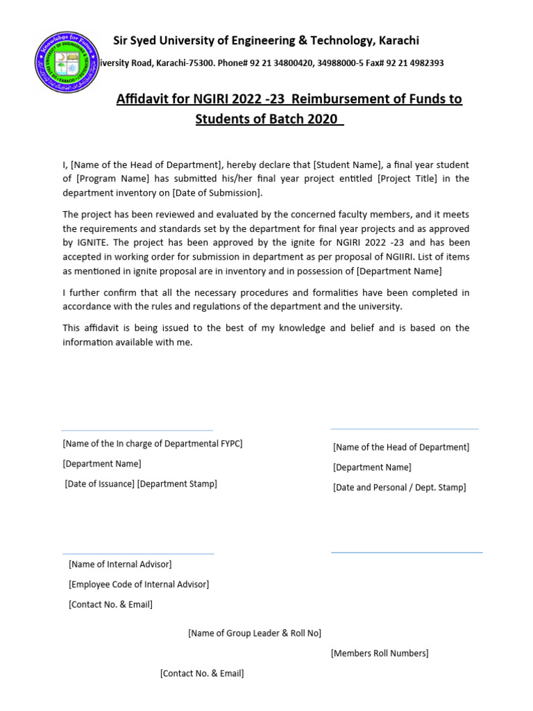 NGIRI 2022-23 Affidavit for Students | PDF | Career & Growth | Business
