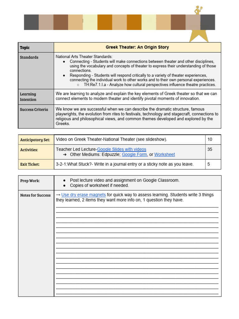 Greek Theater Mini Project | PDF | Theatre | Liberal Arts Education