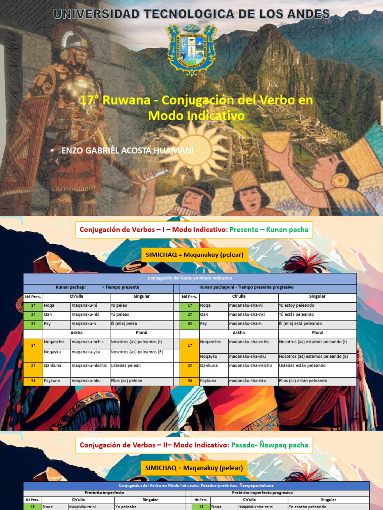 17° Ruwana - Conjugación Del Verbo en Modo Indicativo | PDF | Plural ...