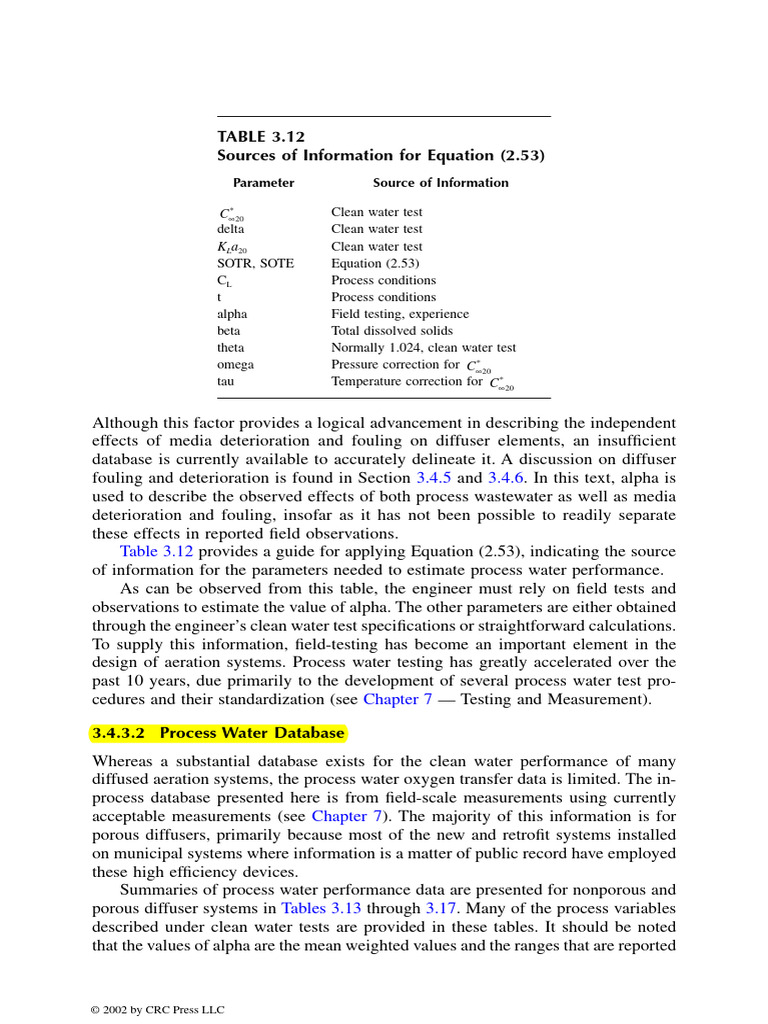 Tablas-CRC Press Vol11-AERATION-Principles-and-Practice-2 | PDF | Water | Water Pollution