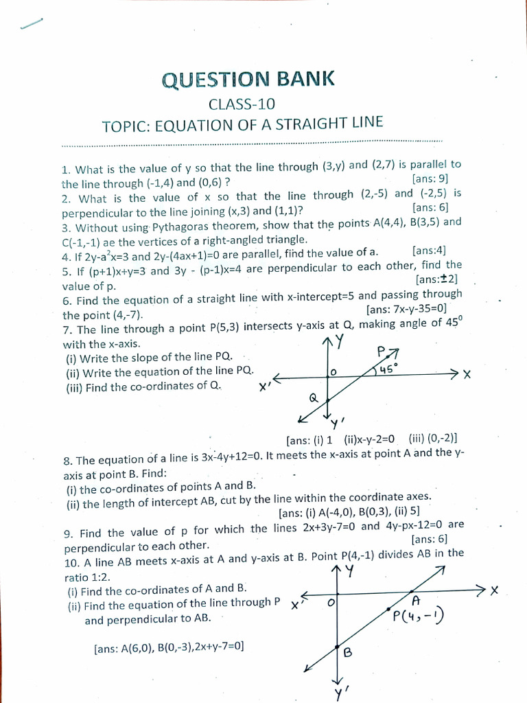 Equation of A Straight Line | PDF | Cartesian Coordinate System ...