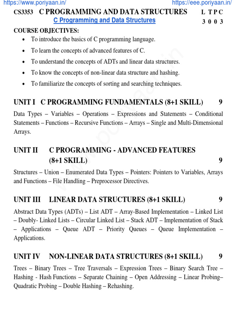 C Programming And Data Structures Pdf Object Oriented Programming