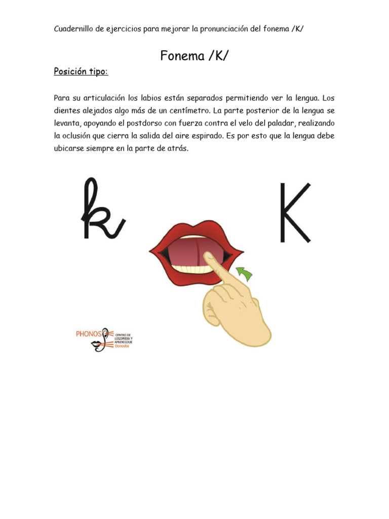 Cuadernillo Fonema K | PDF | Boca | Fisiologia Animal
