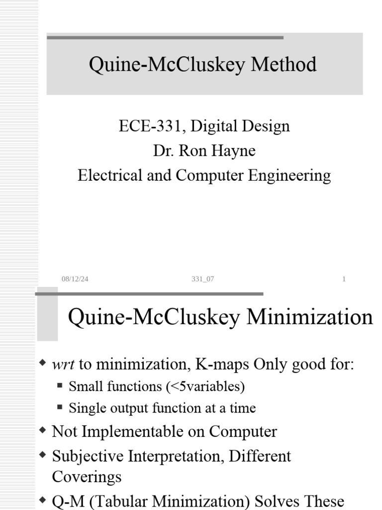 Quine-McCluskey Methods | PDF | Arithmetic | Theory Of Computation