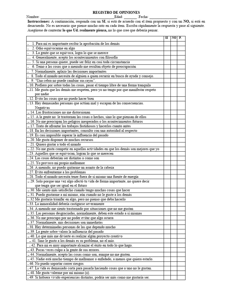 Creencias Ellis ROE | PDF | Relaciones personales, crianza y desarrollo ...