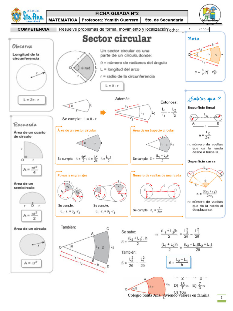 FICHA DE TRABAJO No. 2 Sector Circular | PDF