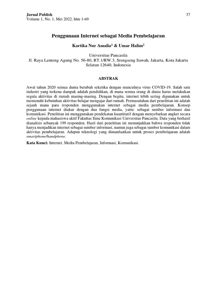 Jurnal - Kartika Nur Amalia - Universitas Pancasila - 2022 | PDF