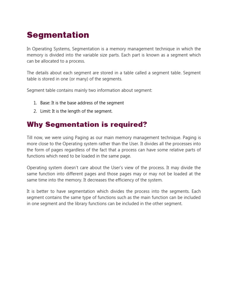 Segmentation | PDF | Operating System | Computer Hardware