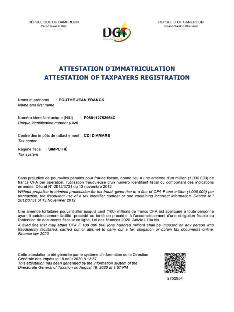 Documents Administratifs Et Fiscaux POWA SEPT SERVICES | PDF