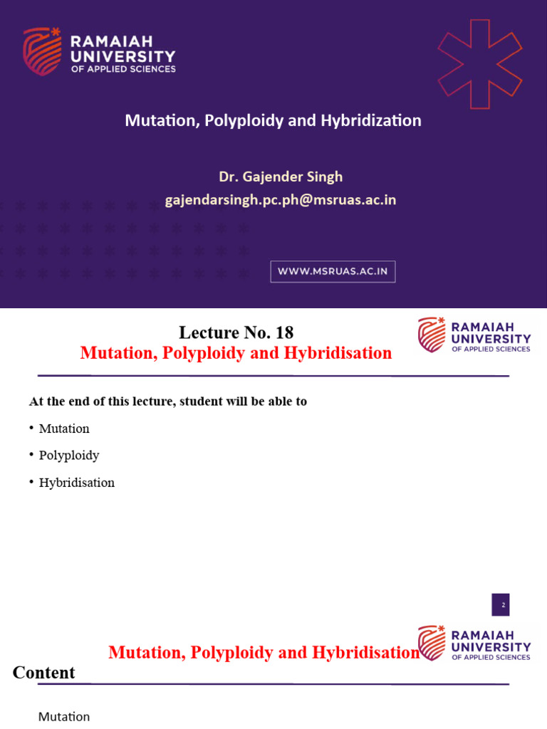 Mutation, Polyploidy and Hybridizationl-18 | PDF | Mutation | Hybrid ...