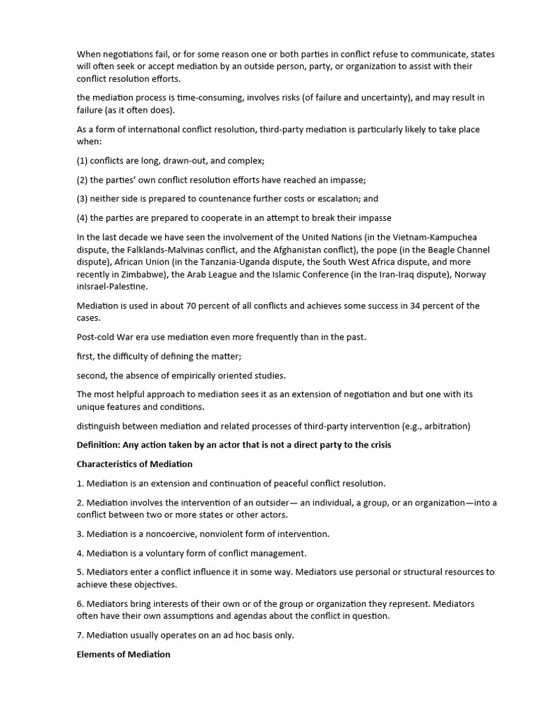 2. Mediation and Its Characteristics | PDF | Mediation | Conflict ...