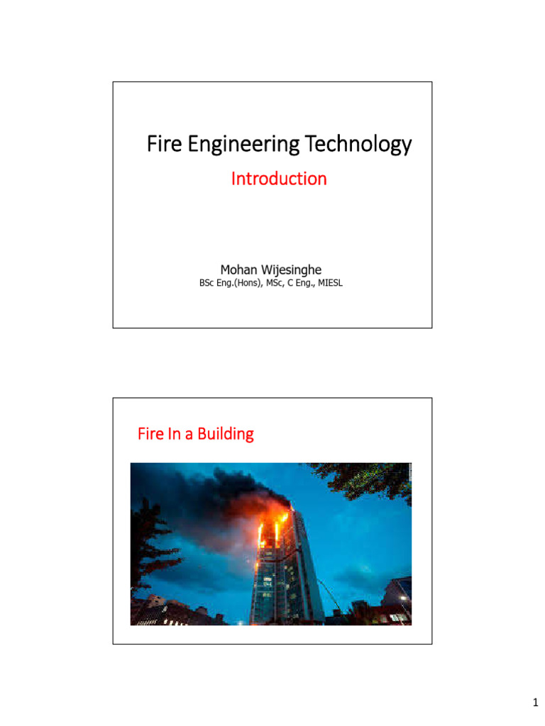 01 - Fire Engineering Technology Intro 2024 | PDF | Fire Safety | Fires