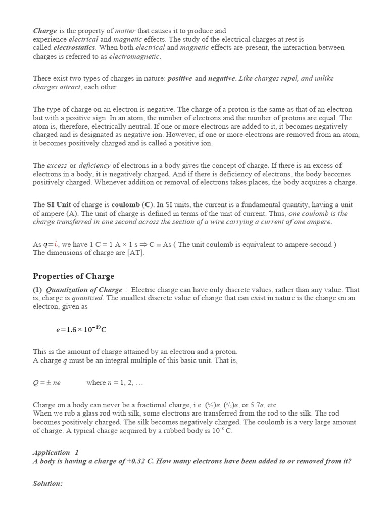 Understanding Electric Charge Basics | PDF | Electric Charge | Electron