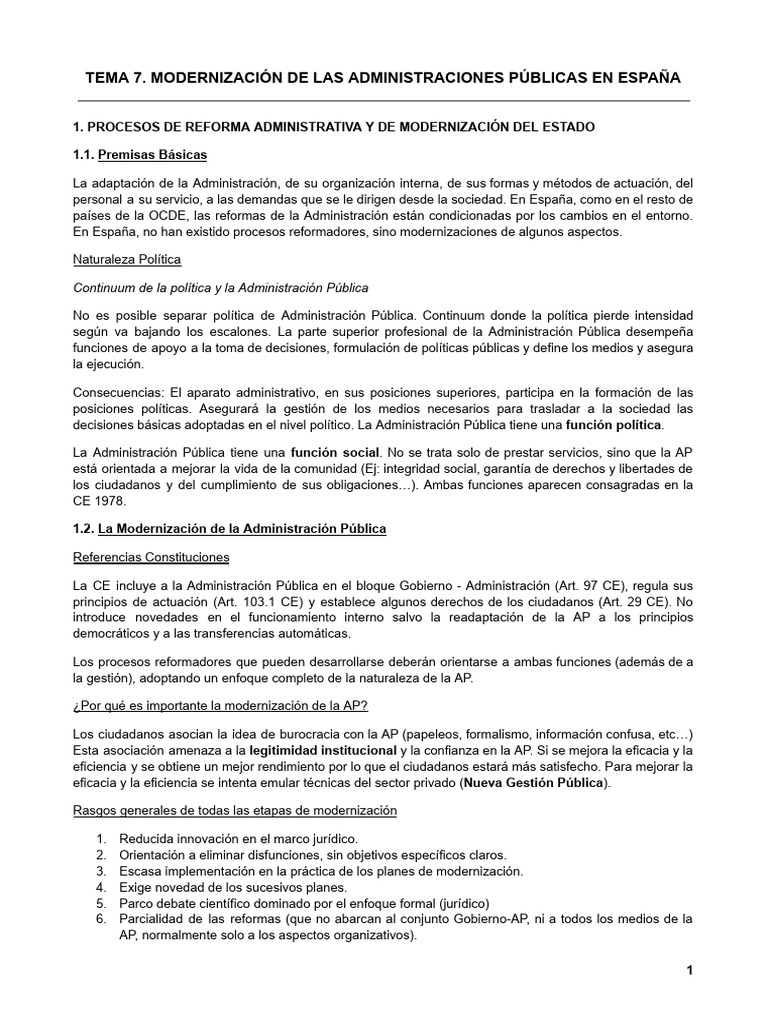 Wuolah Free TEMA 7. Modernizacion de Las Administraciones Publicas en Espana Gulag Free | PDF ...