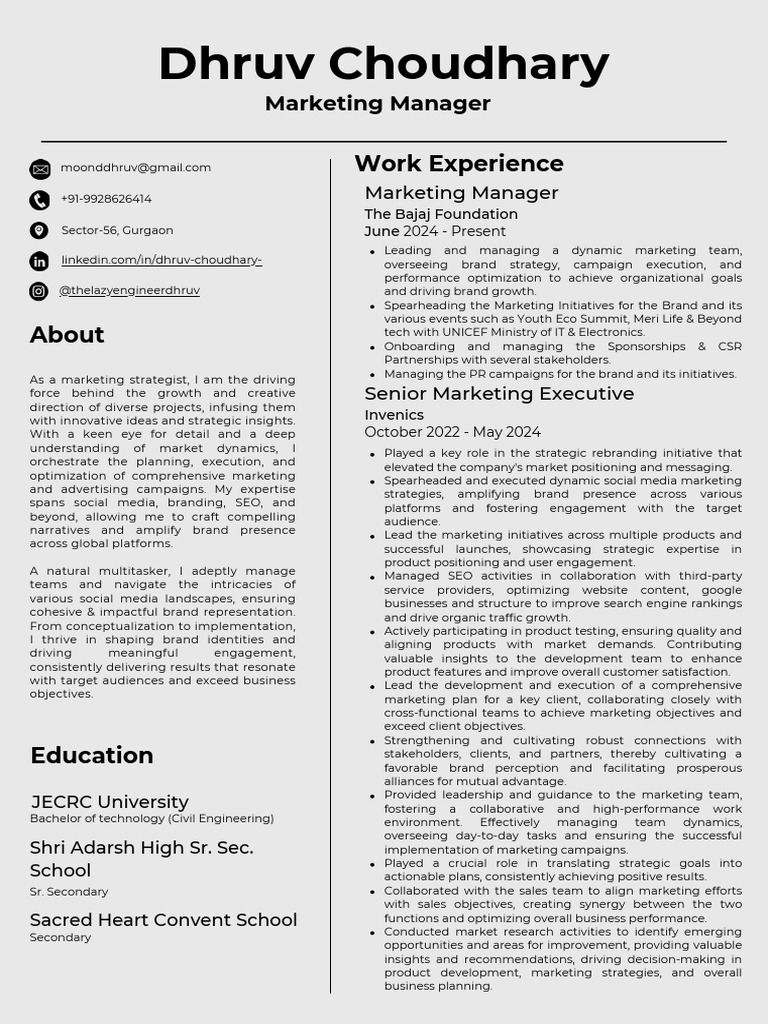 Dhruv’s Resume | PDF | Social Media | Popular Culture & Media Studies