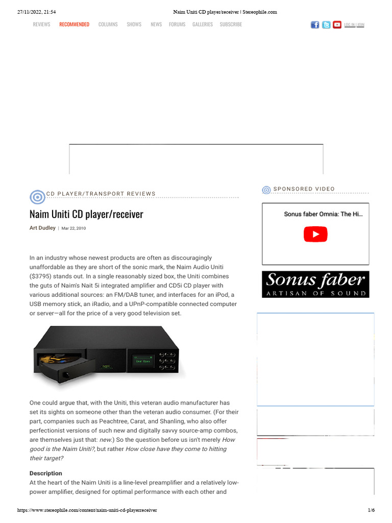 01 Naim Uniti CD Player - Receiver | PDF | Electronics | Information ...