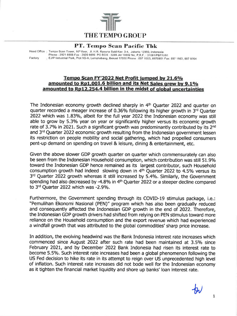 Financial Release TSPC FY 2022 | PDF