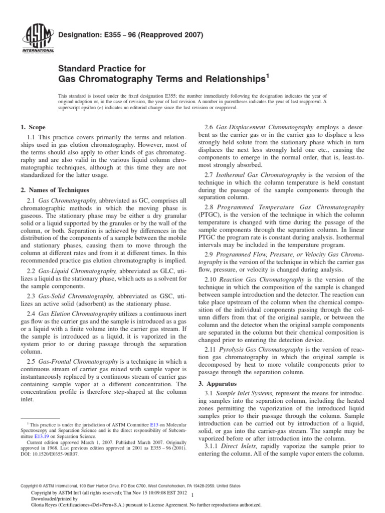 Gas Chromatography Terms and Standards | PDF | Chromatography | Gas ...