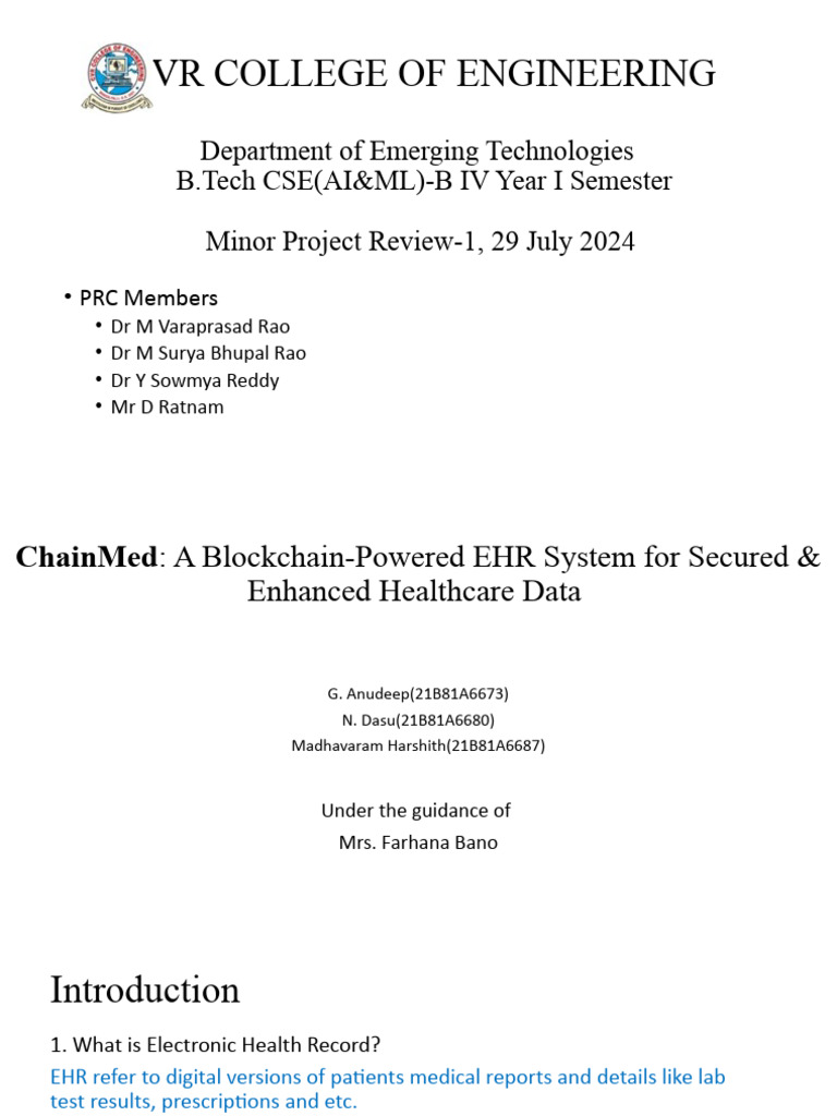 CVR College of Engineering | PDF | Electronic Health Record ...