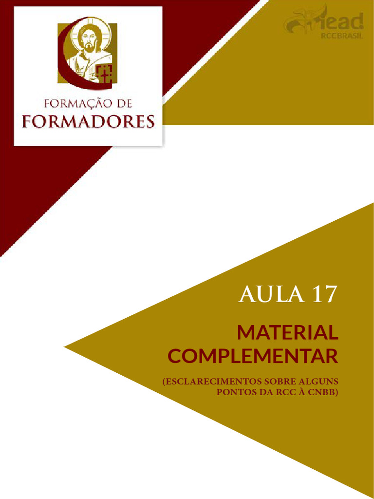 Material Complementar Aula 17 - CFF Esclarecimentos Sobre Alguns Pontos Da RCC A CNBB | PDF ...