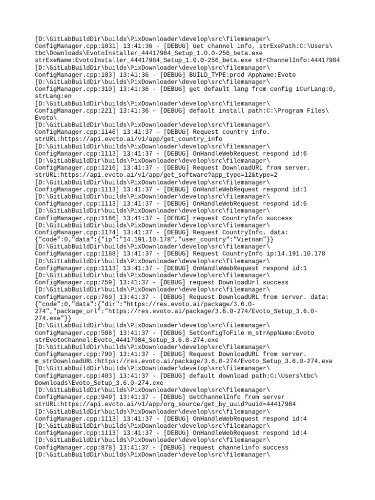 Evoto Installer Debug Log | PDF | Computer Science | Computing Platforms