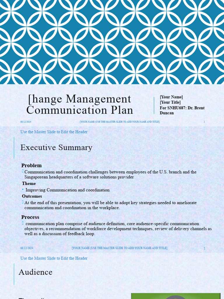 MBA687 - Module 9-Part Three - Change Management Communication Plan ...