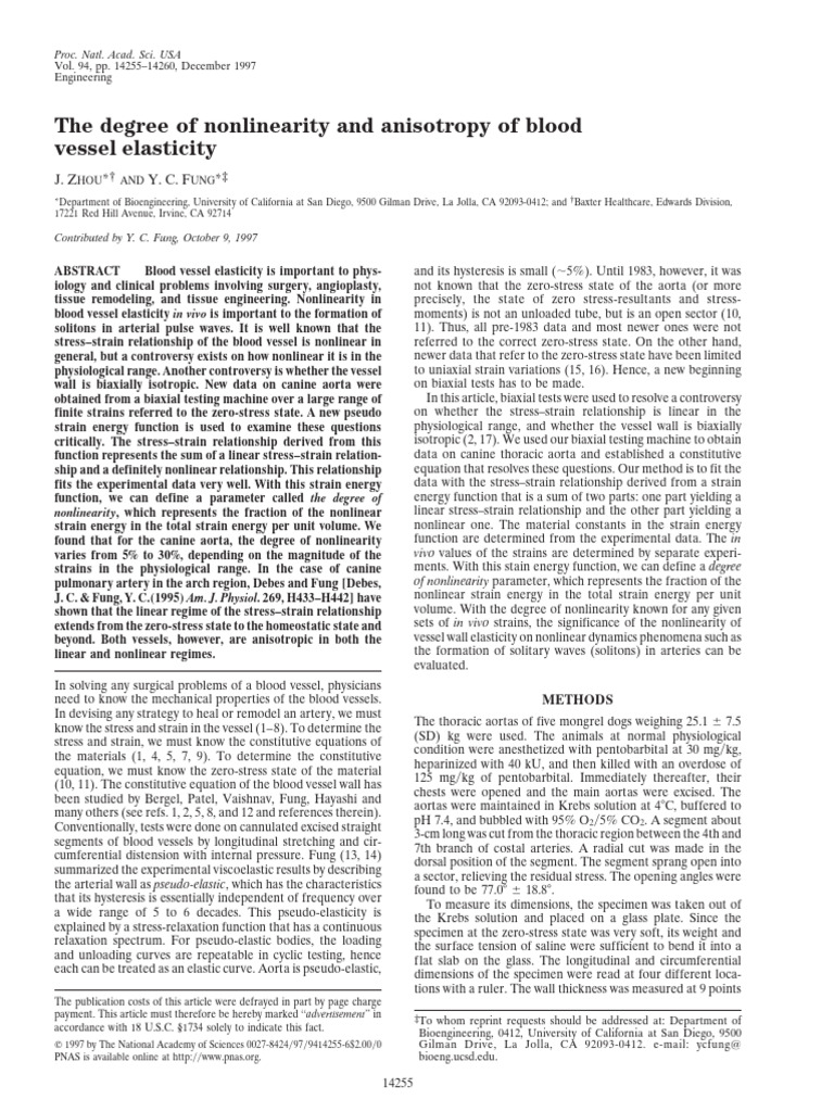 Anisotropy Blood Vessels YC Fung 1997 14255.full | PDF | Young's ...