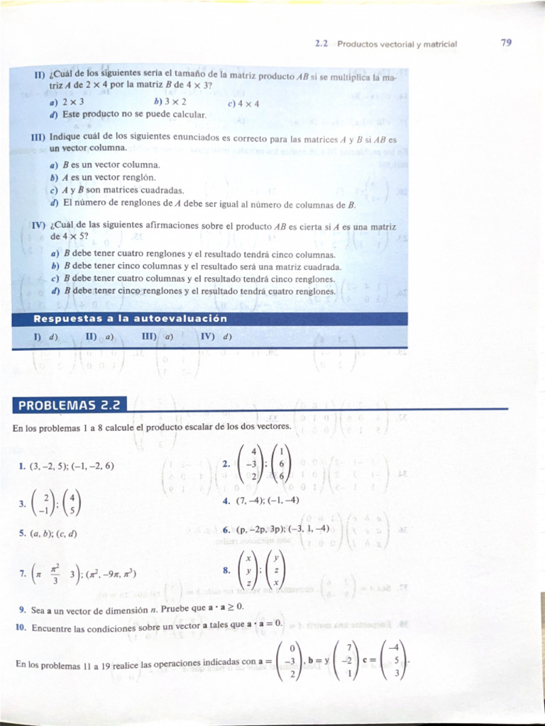 Ejercicios Algebra Lineal, Grossman CAP2 - Vectores y Matrices | PDF