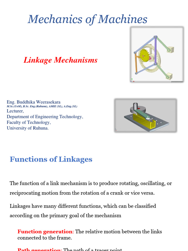Lecture 02 (Linkage Mechanism) | PDF | Classical Mechanics | Motion ...