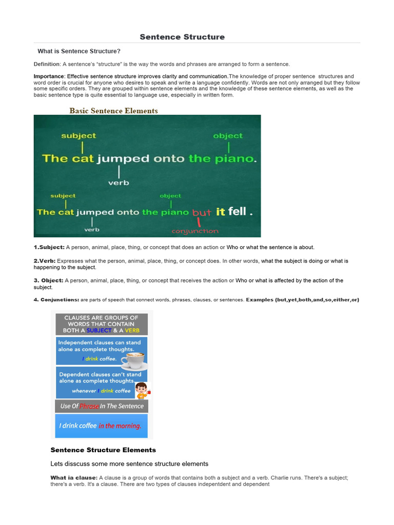 Sentence Structure | PDF | Subject (Grammar) | Sentence (Linguistics)