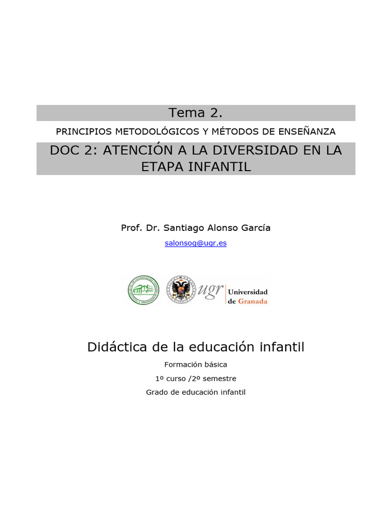 Tema 2 Doc 2. Atencion Diversidad | PDF | Plan de estudios | Aprendizaje