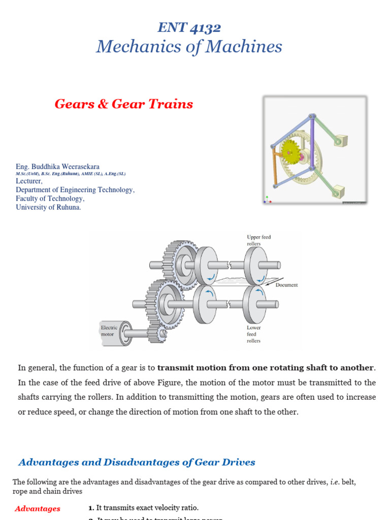 Lecture 07 (Gears and Gear Trains) | PDF | Gear | Mechanics