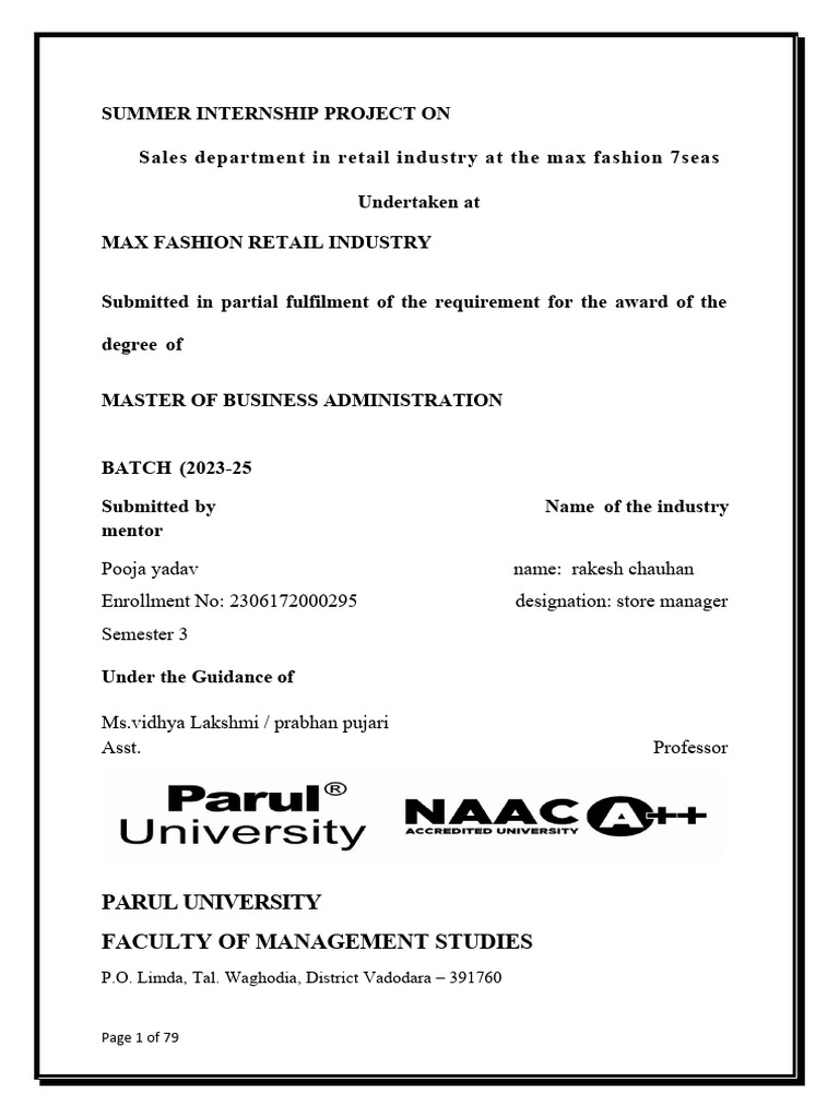 Summer Intership Project On Max | PDF | Trade | Business Process