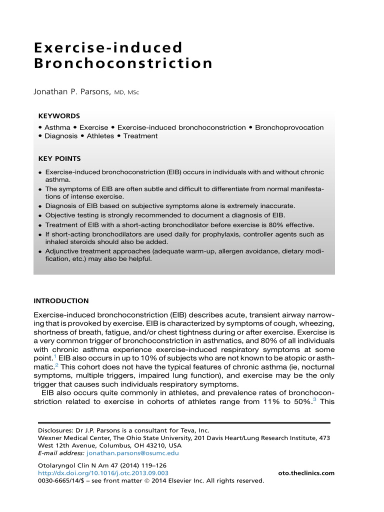 Understanding Exercise-Induced Bronchoconstriction | PDF | Diseases And ...