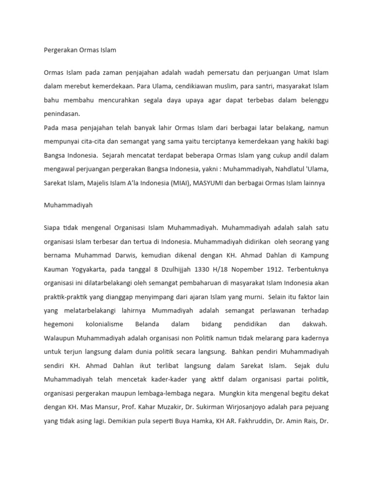 Pergerakan Ormas Islam | PDF | Politik | Agama & Spiritualitas