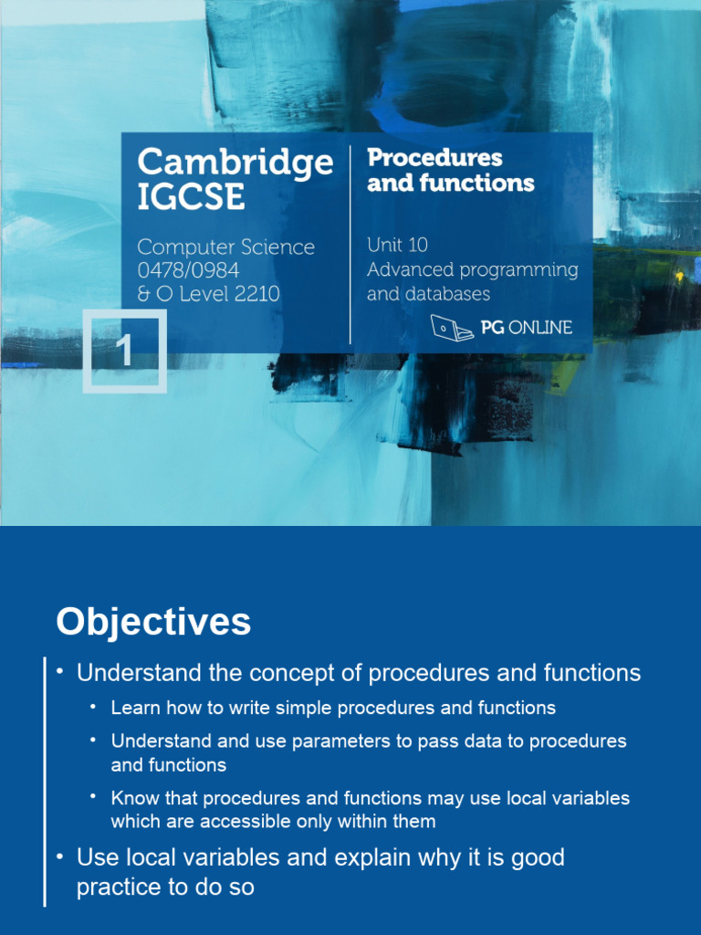 T1 Procedures And Functions Pdf Parameter Computer Programming Variable Computer Science