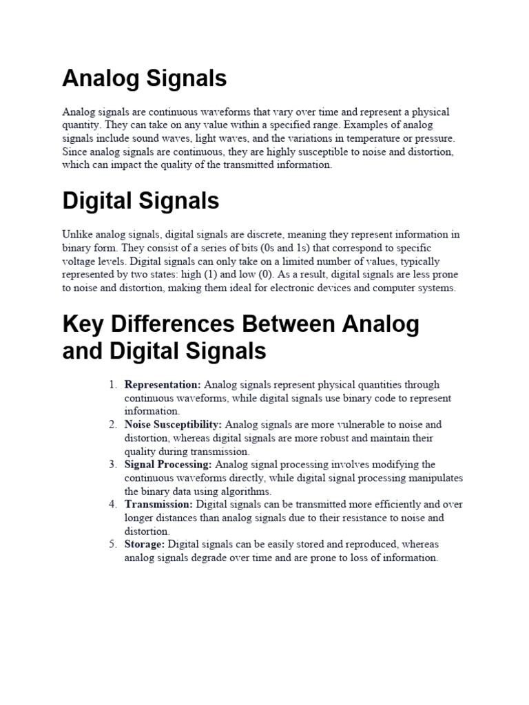 Analog Signals | PDF